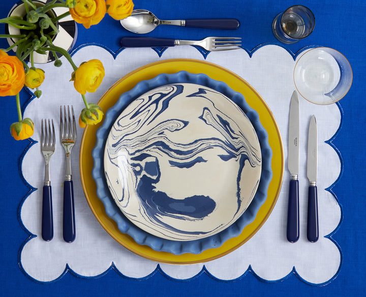 Blue Hand-Glazed Ceramic Dinner Plates – 10in/26cm (Set of 4) by Perla ...