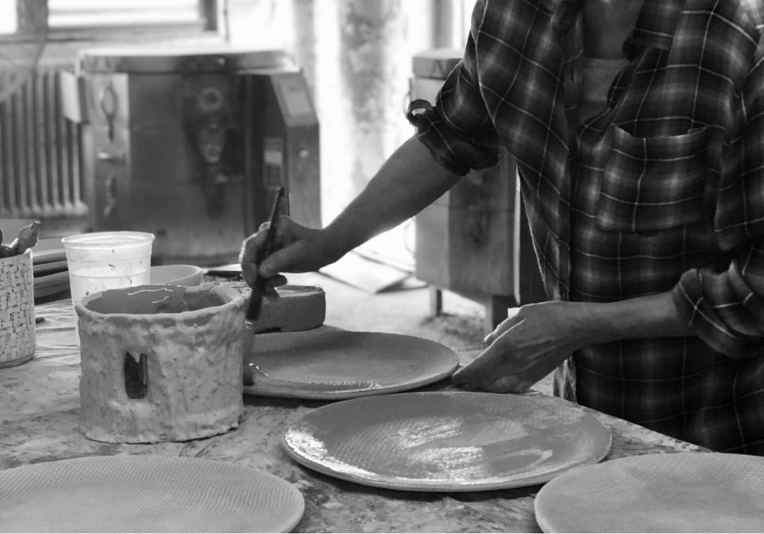 Blue Hand-Printed Ceramic Small Canape Platter by Terrafirma Ceramics ...