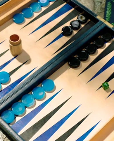 Yellow Wood and Leather Backgammon Set by Nick Plant | ABASK