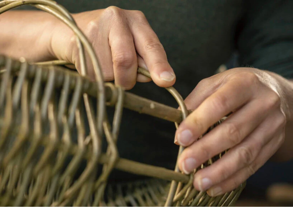 Brown Handwoven Willow Mini Forager Basket by Rachel Bower | ABASK