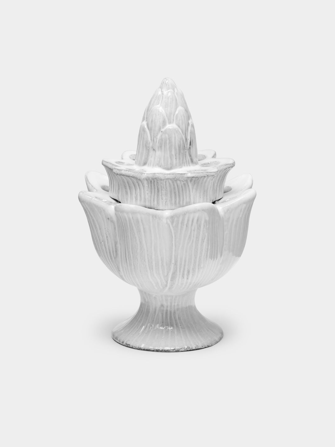 White Pique Hand-Glazed Ceramic Bud Vase (6.5in/17cm) by Astier de ...
