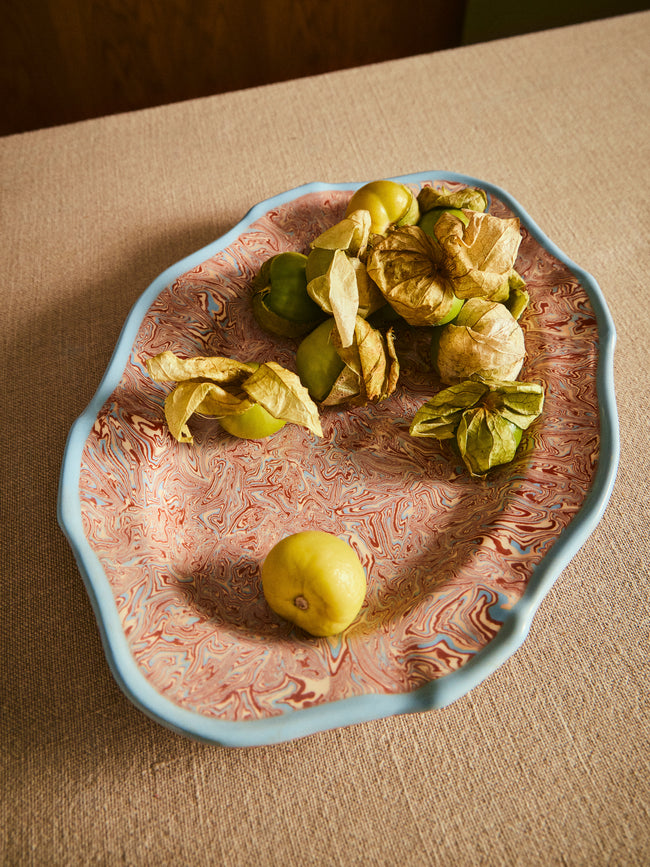 Blue Hand-Glazed Porcelain Long Serving Tray by Pottery & Poetry | ABASK US
