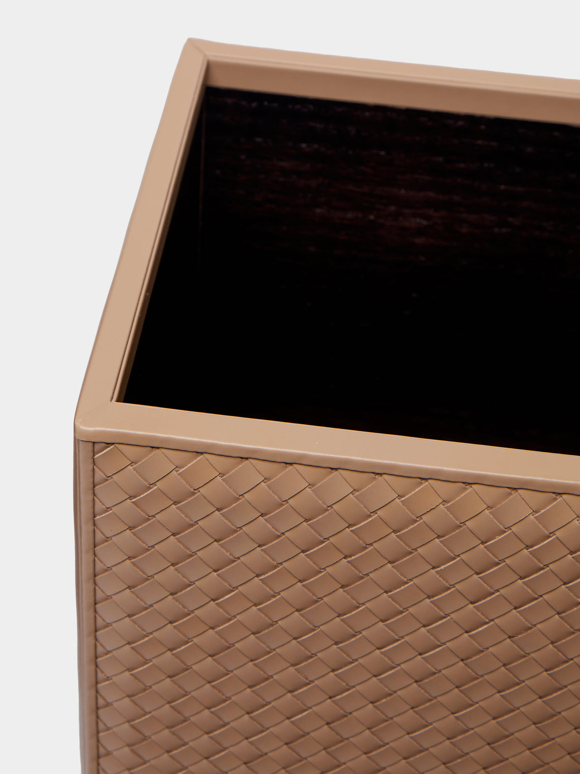 Brown Woven Leather Bin by Riviere | ABASK