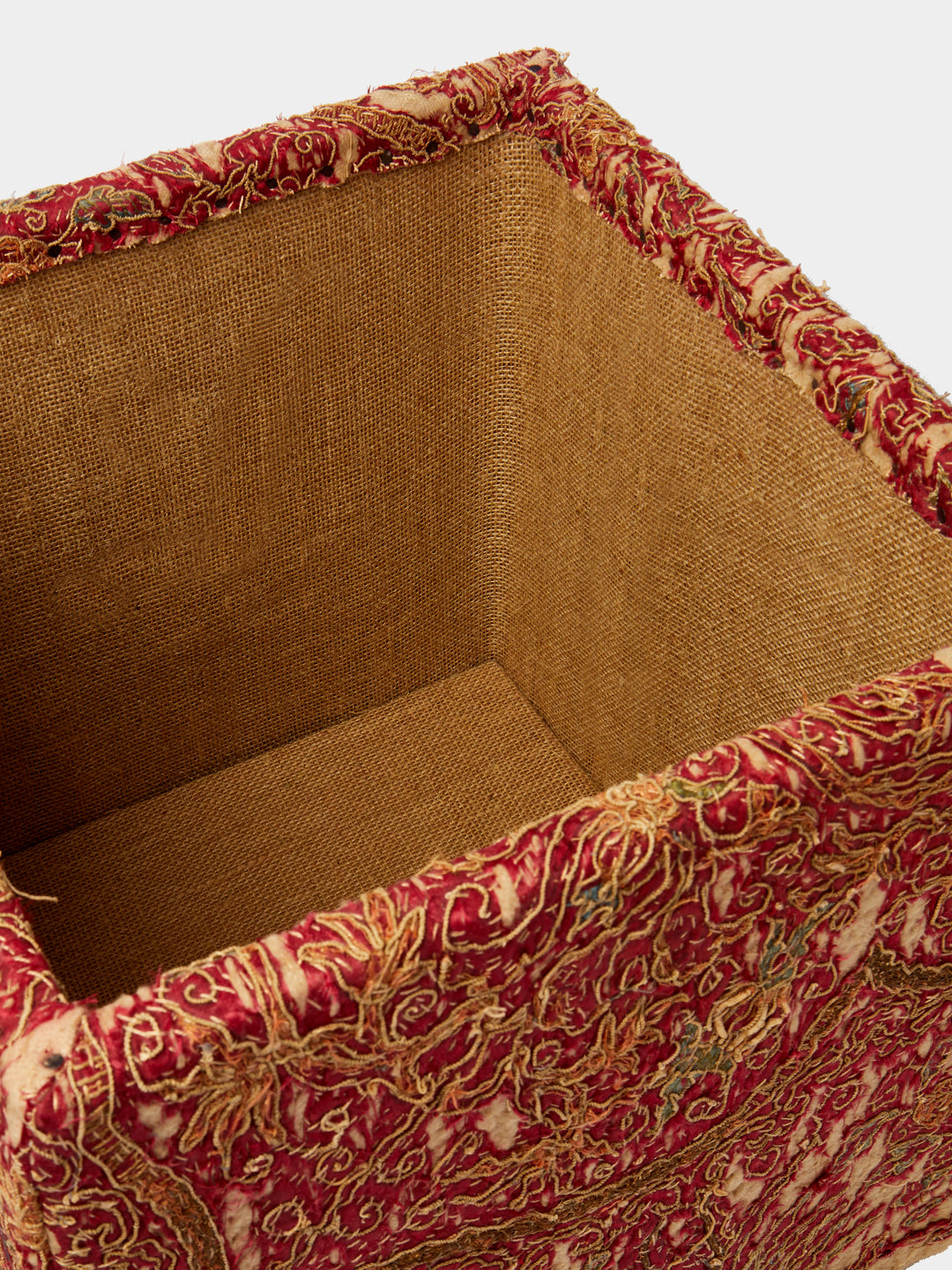 Red 19th-Century English Crewel Silk Cube by By Walid | ABASK