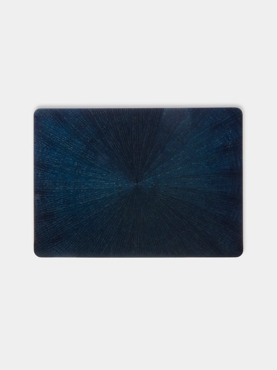 Blue Indigo-Dyed Wood Tray (14in/36cm) by Mori Kougei | ABASK