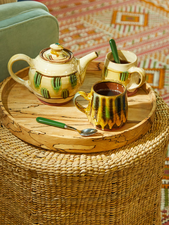 Yellow Slipware Oblong Platter by Mike Parry | ABASK UK