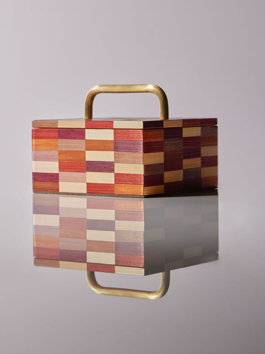 Brown Weave Rye Straw Inlay Wood Box by Ruda Studio | ABASK US