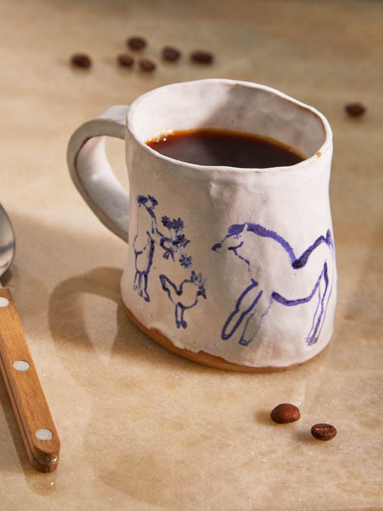 Multuple Elephant Mates Hand-Painted Ceramic Mug by Liz Rowland | ABASK US