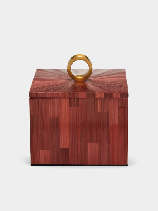 Brown Weave Rye Straw Inlay Wood Box by Ruda Studio | ABASK US
