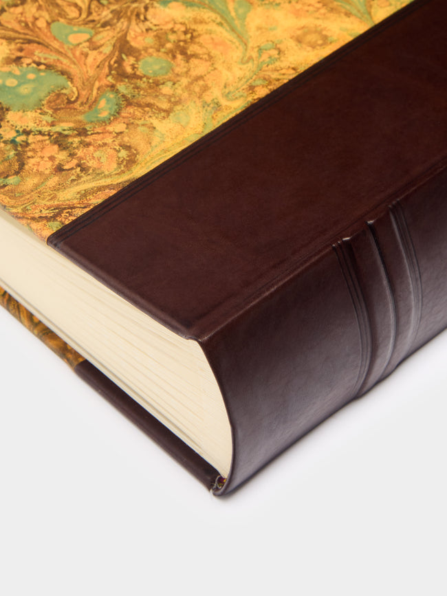 Red Hand-Marbled Leather Bound Notebook by Giannini Firenze | ABASK US