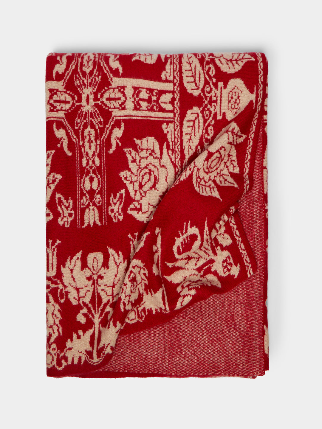 Red Salmon-Berry Cashmere King-Size Bedspread (83in/2.1m) by Saved NY ...