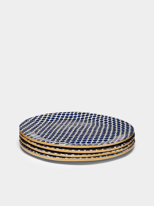 Blue Hand-Printed Ceramic Small Canape Platter by Terrafirma Ceramics ...