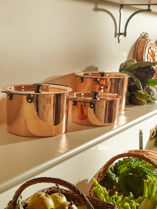 Metallics Spun Copper Lidded Saucepans (Set of 3) by Netherton Foundry ...