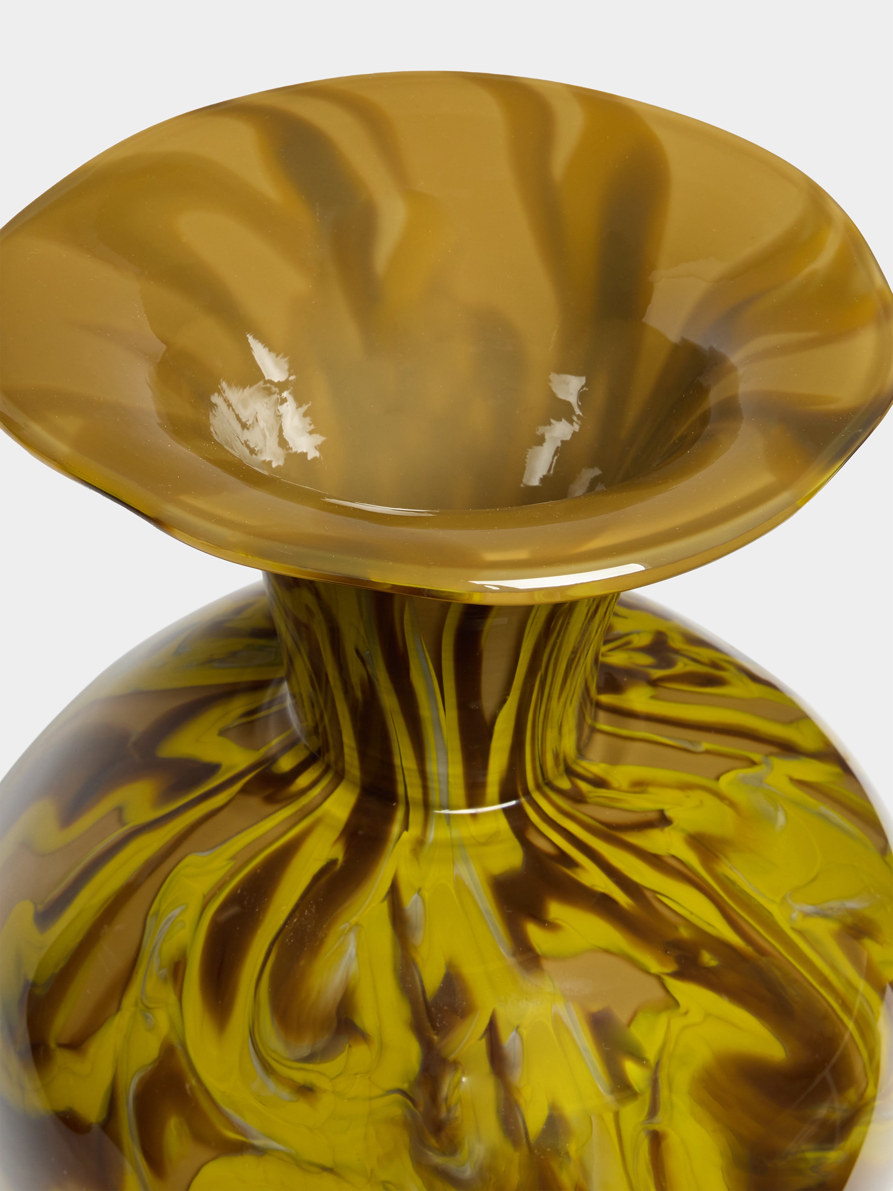 Yellow Penny Swirl Hand-Blown Glass Vase (15in/38cm) by Martyn Thompson Studio | ABASK