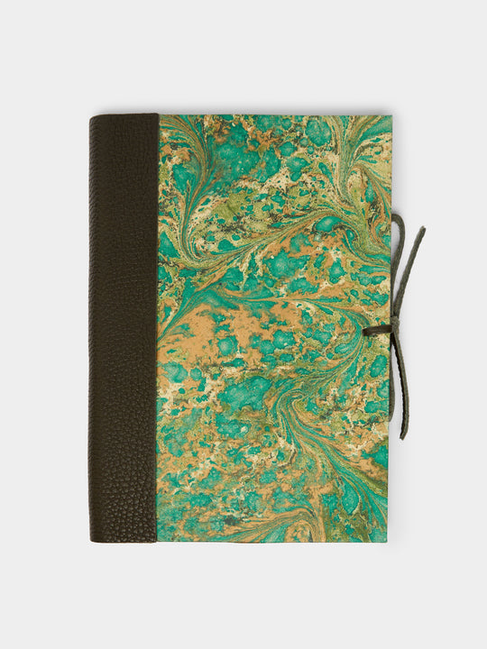 Red Hand-Marbled Leather Bound Notebook by Giannini Firenze | ABASK