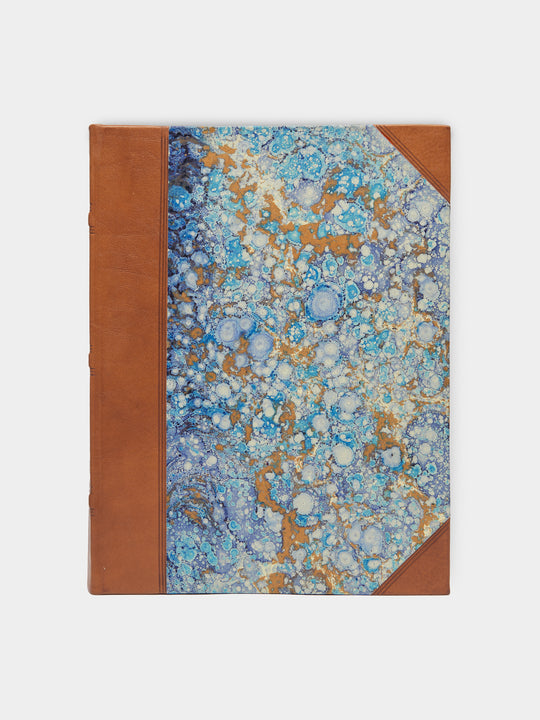 Red Hand-Marbled Leather Bound Notebook by Giannini Firenze | ABASK