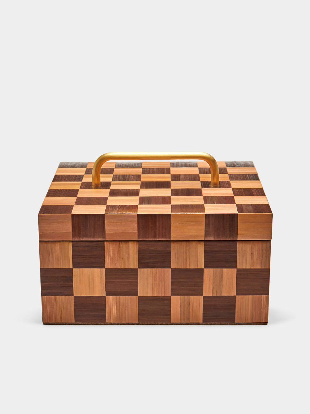 Brown Weave Rye Straw Inlay Wood Box by Ruda Studio | ABASK