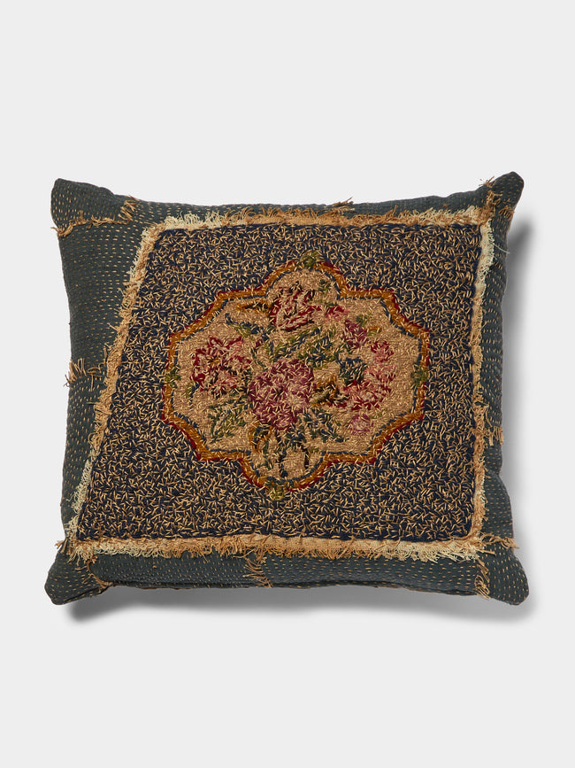 Cream 19th-Century Victorian Patchwork Silk Cushion by By Walid | ABASK US