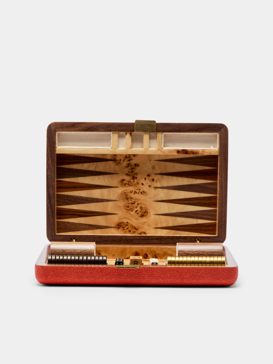 Blue Leather Backgammon Set by Giobagnara | ABASK UK