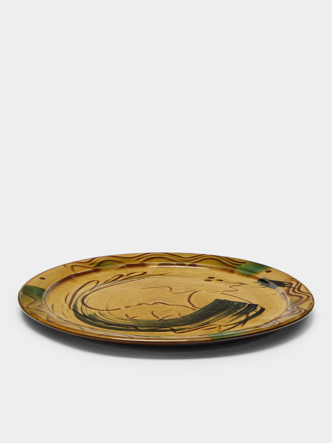 Yellow Slipware Fish Dinner Plates (Set of 4) by Mike Parry | ABASK UK