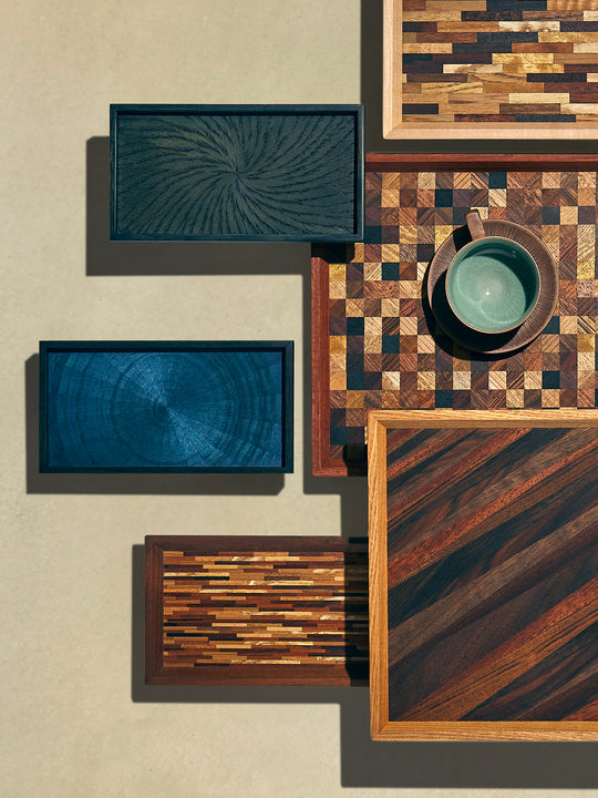 Multiple Poke Wood Square Tray (10.5in/26.5cm) by Mori Kougei | ABASK