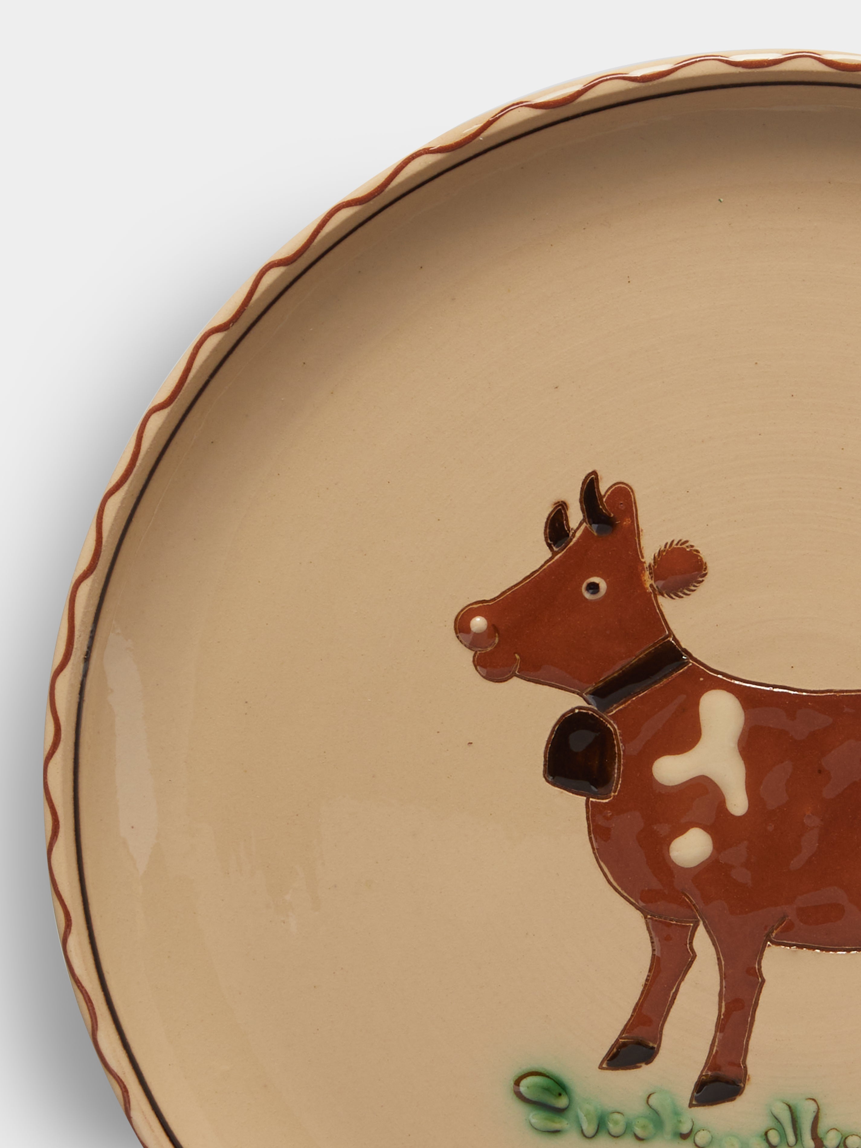 Cream Cows Hand-Painted Ceramic Dinner Plates – 9.5in/24cm (Set of 4 ...
