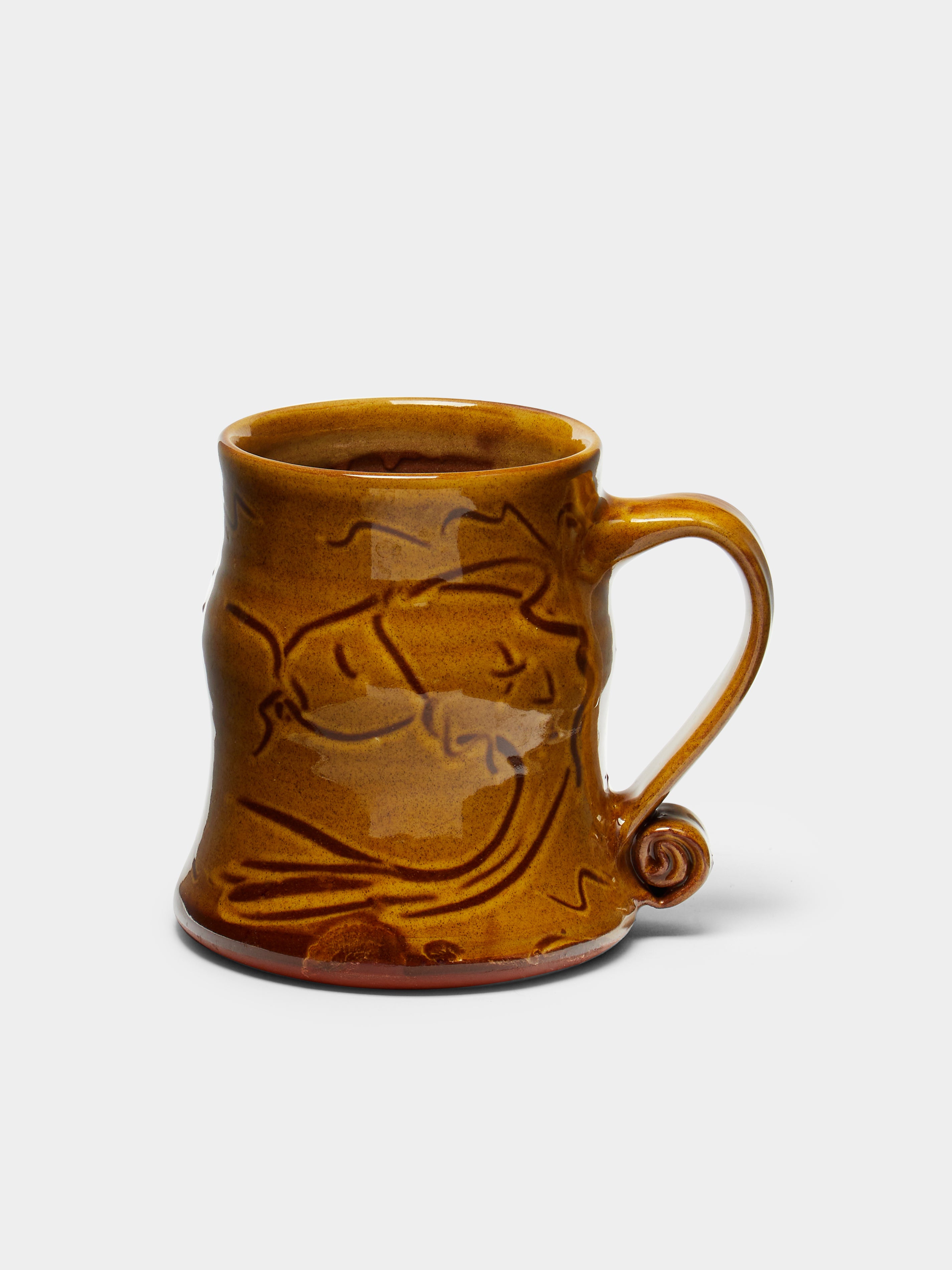 Orange Slipware Fish Mugs (Set of 2) by Mike Parry | ABASK UK