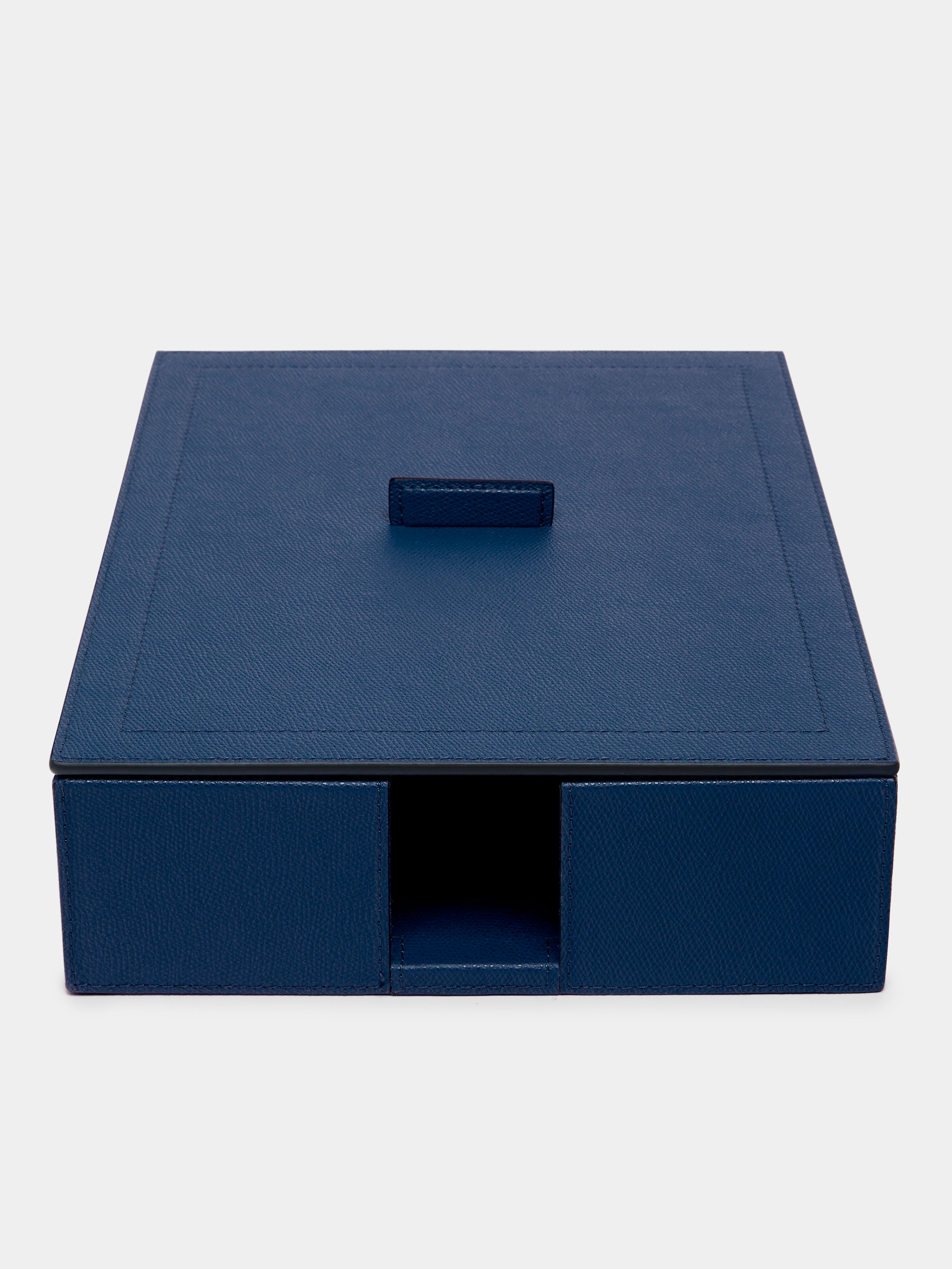 Blue Leopold Leather Paper Tray by Giobagnara | ABASK UK