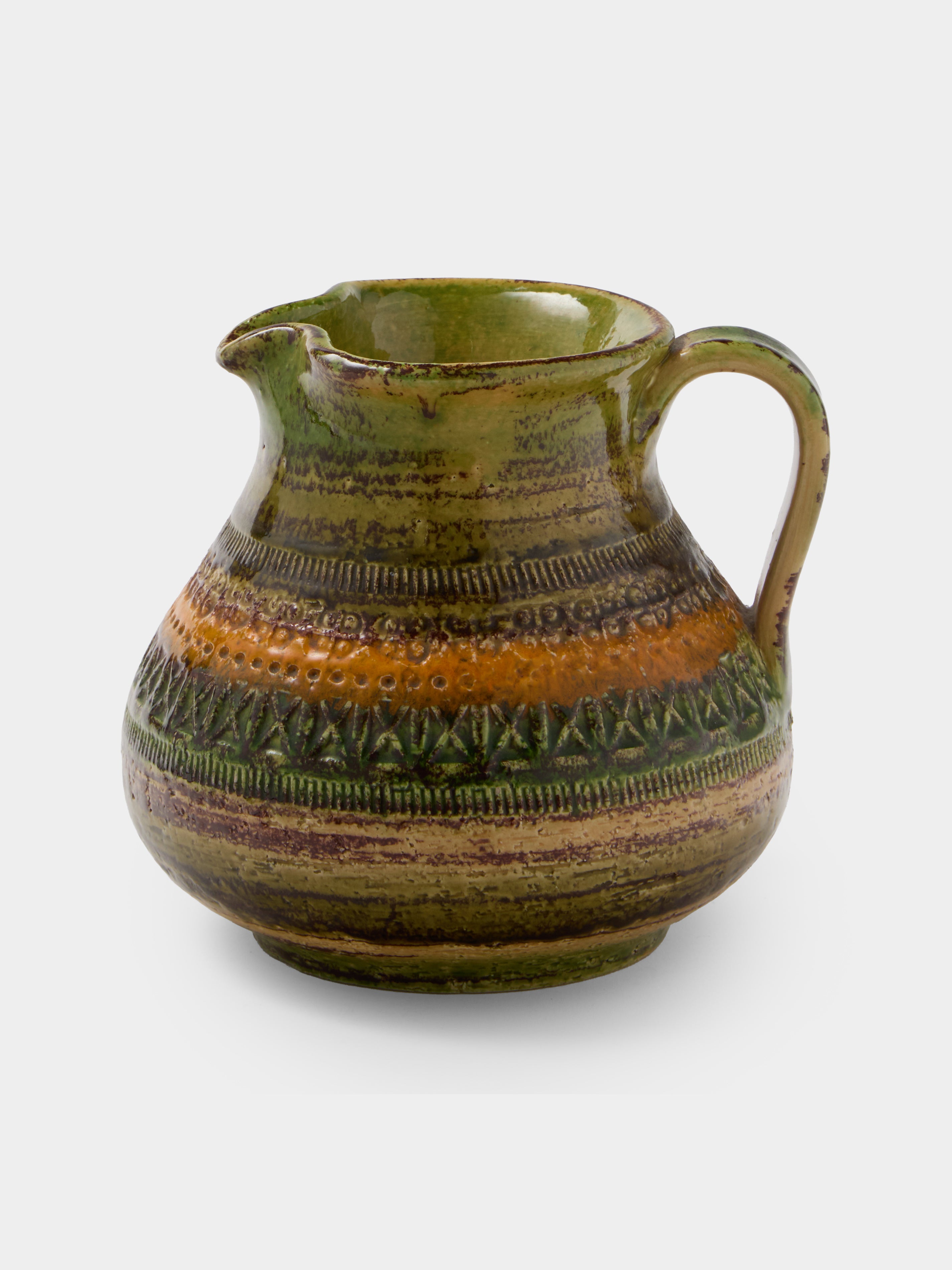 Green 1960s Bitossi Sahara Ceramic Jug by Antique and Vintage | ABASK