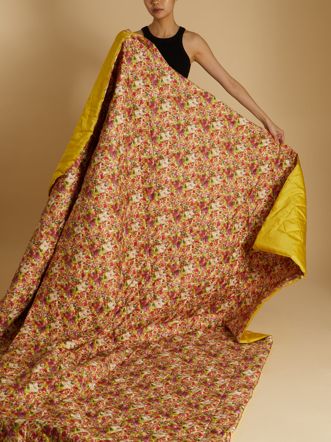 Multiple Floral Quilted Cotton Eiderdown Quilt by Loretta Caponi | ABASK UK