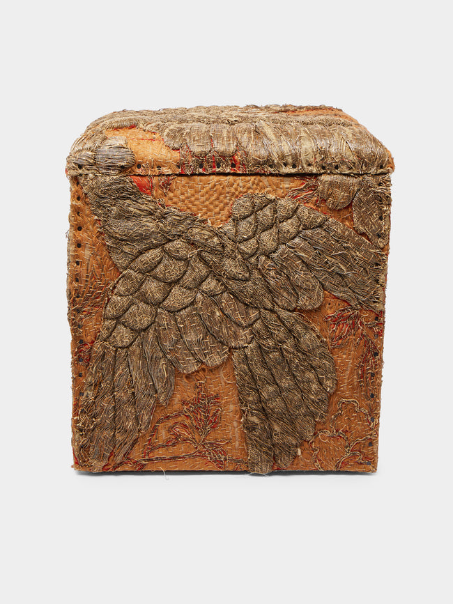 Cream 19th-Century Victorian Patchwork Silk Cushion by By Walid | ABASK US