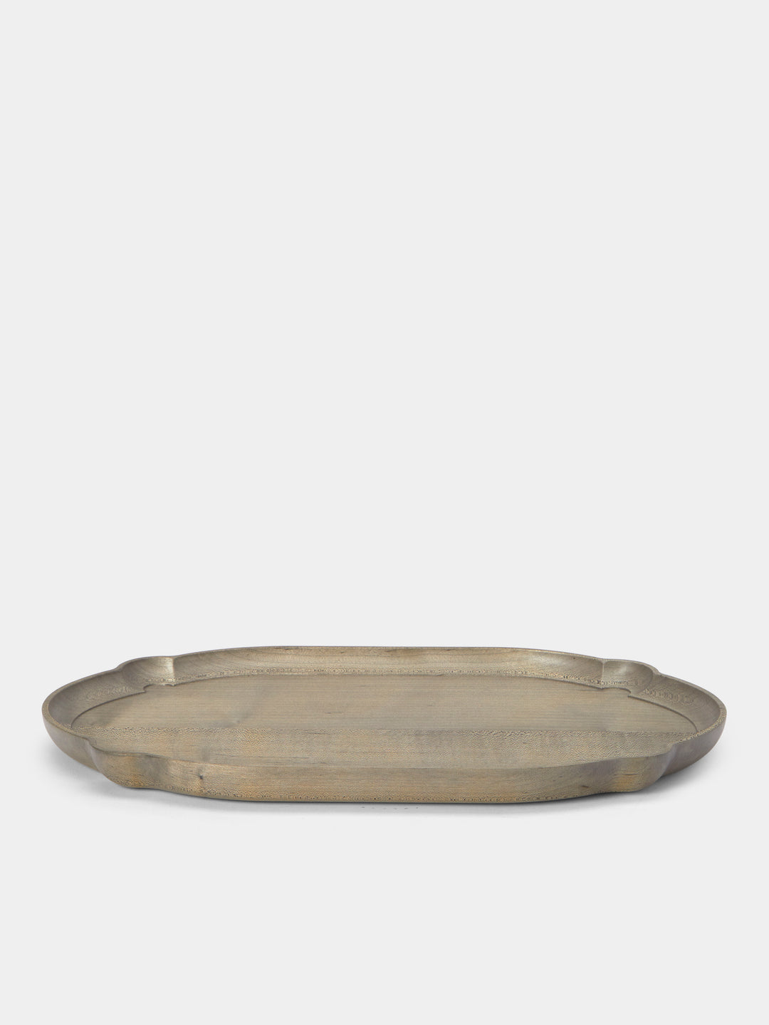Brown Italian Hand-Carved Wood Tray (12in/31cm) by Ifuji | ABASK
