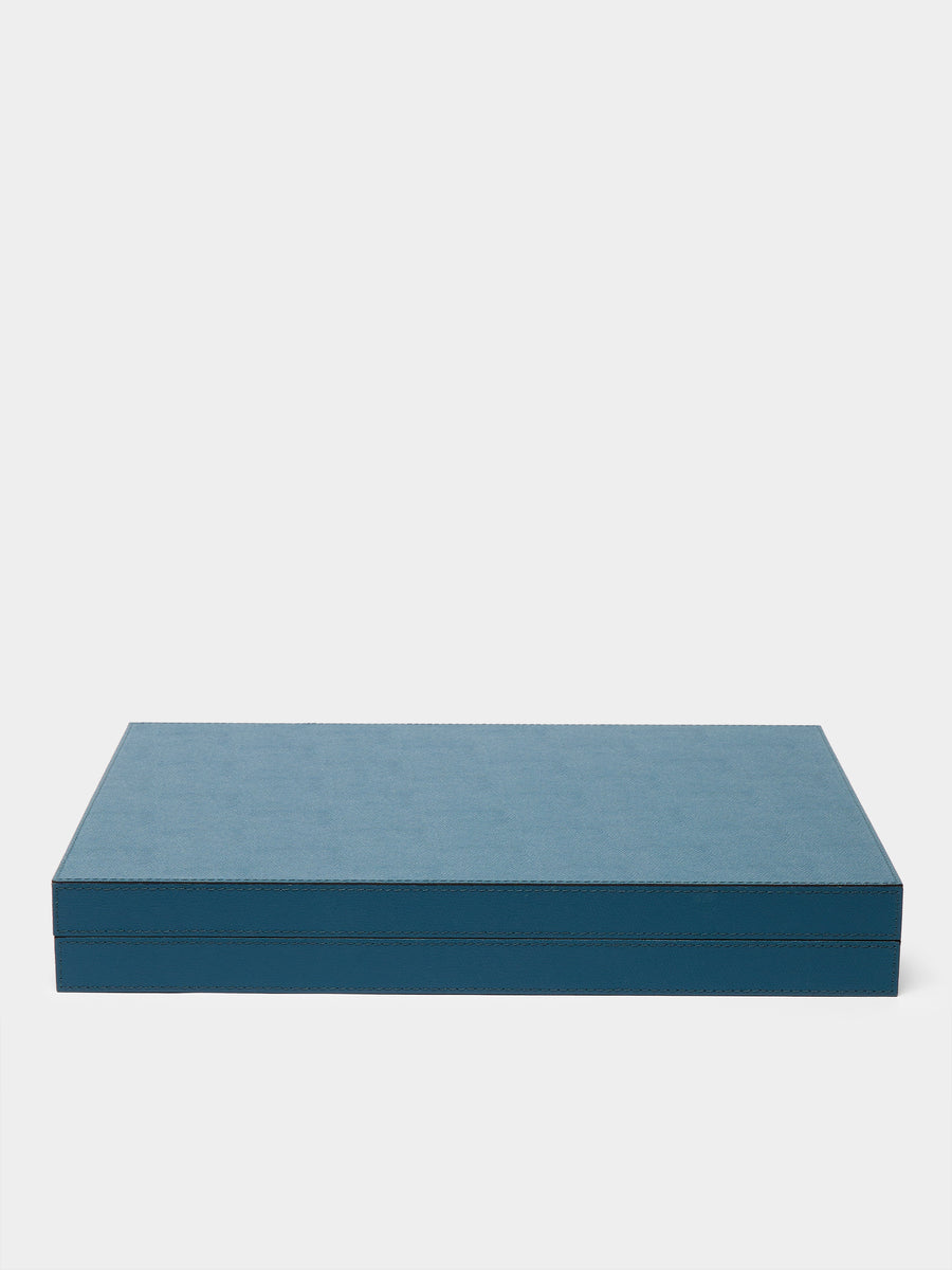 Blue Leather Backgammon Set by Giobagnara | ABASK