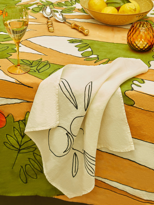 Blue Gingham Hand-Painted Linen Tea Towels (Set of 2) by Stamperia ...