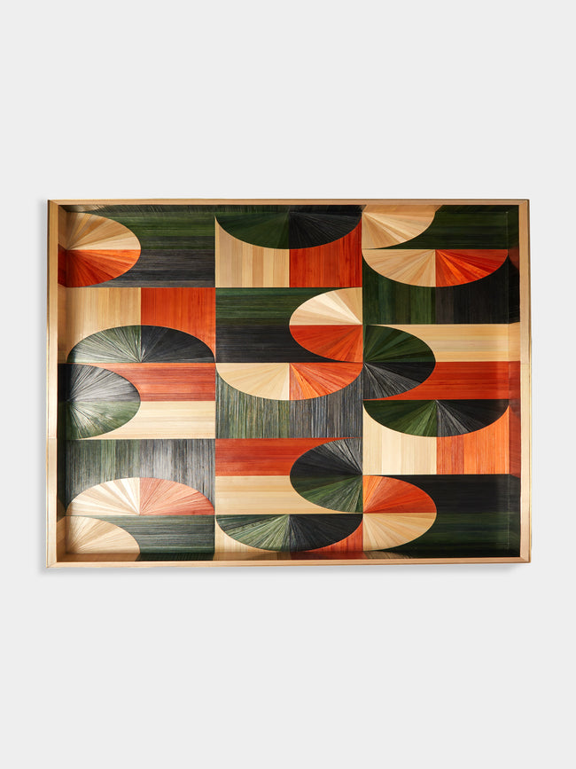 Brown Subway Weave Rye Straw Inlay Wood Box by Ruda Studio | ABASK UK