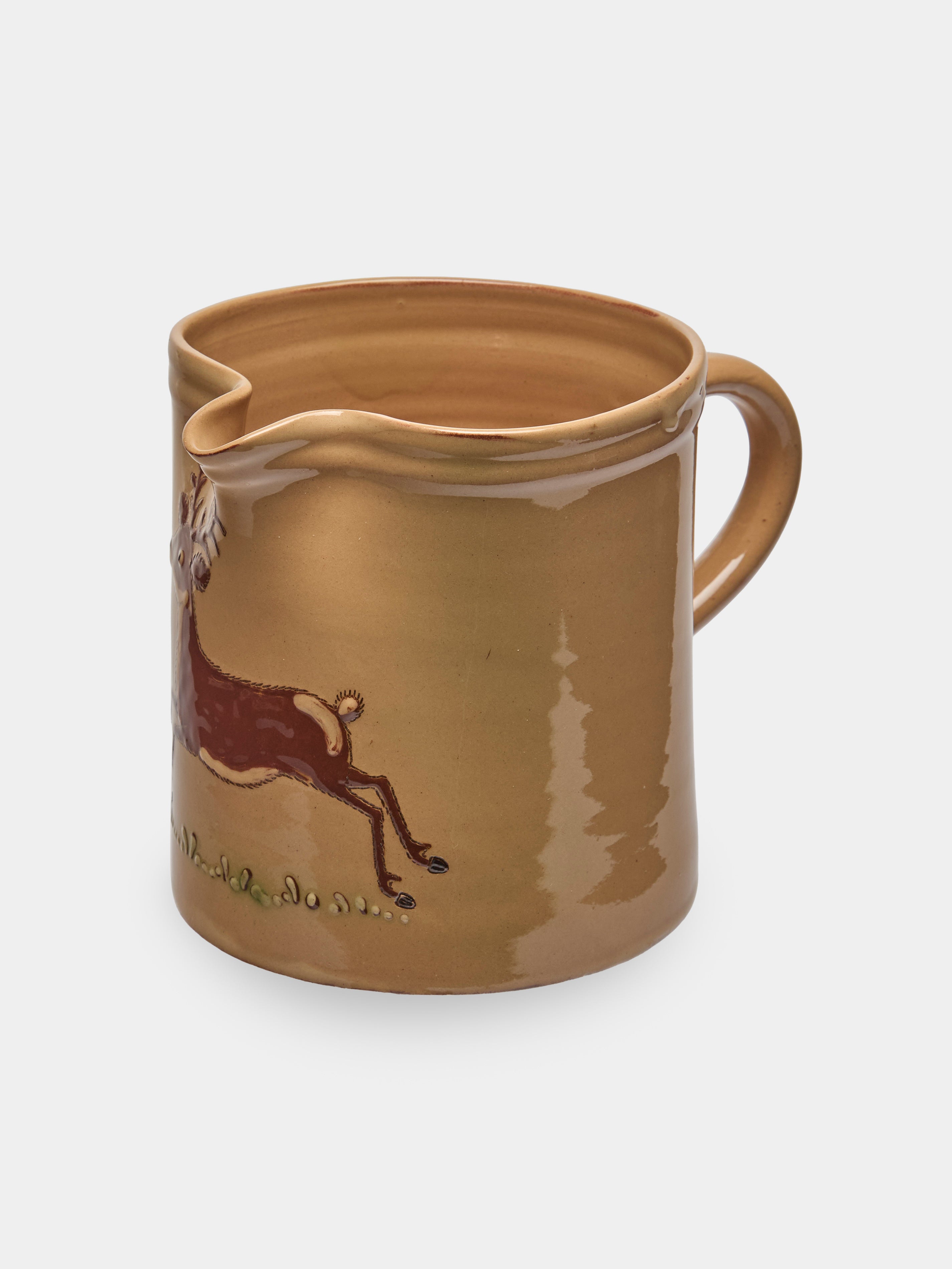 Cream Stags Hand-Painted Ceramic Straight-Edge Jug (34oz/1L) by Poterie ...