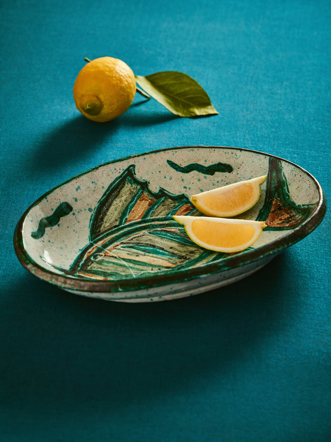 Blue Hand-Glazed Porcelain Long Serving Tray by Pottery & Poetry | ABASK US