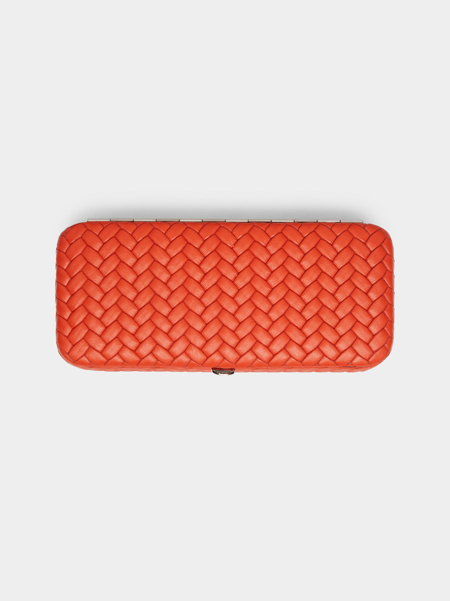 Orange Woven Leather Dominoes Set by F. Hammann | ABASK