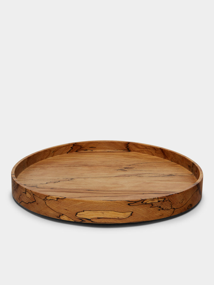 Brown Hand-Turned Patterned Beech Service Tray by Bird & Branch | ABASK UK
