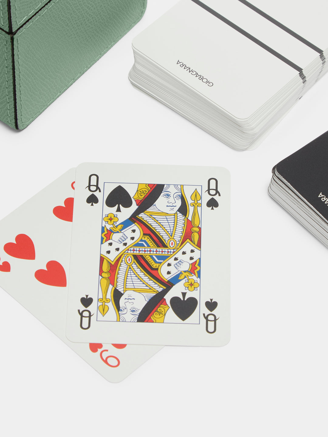 Green Naples Leather Playing Cards Set by Giobagnara | ABASK