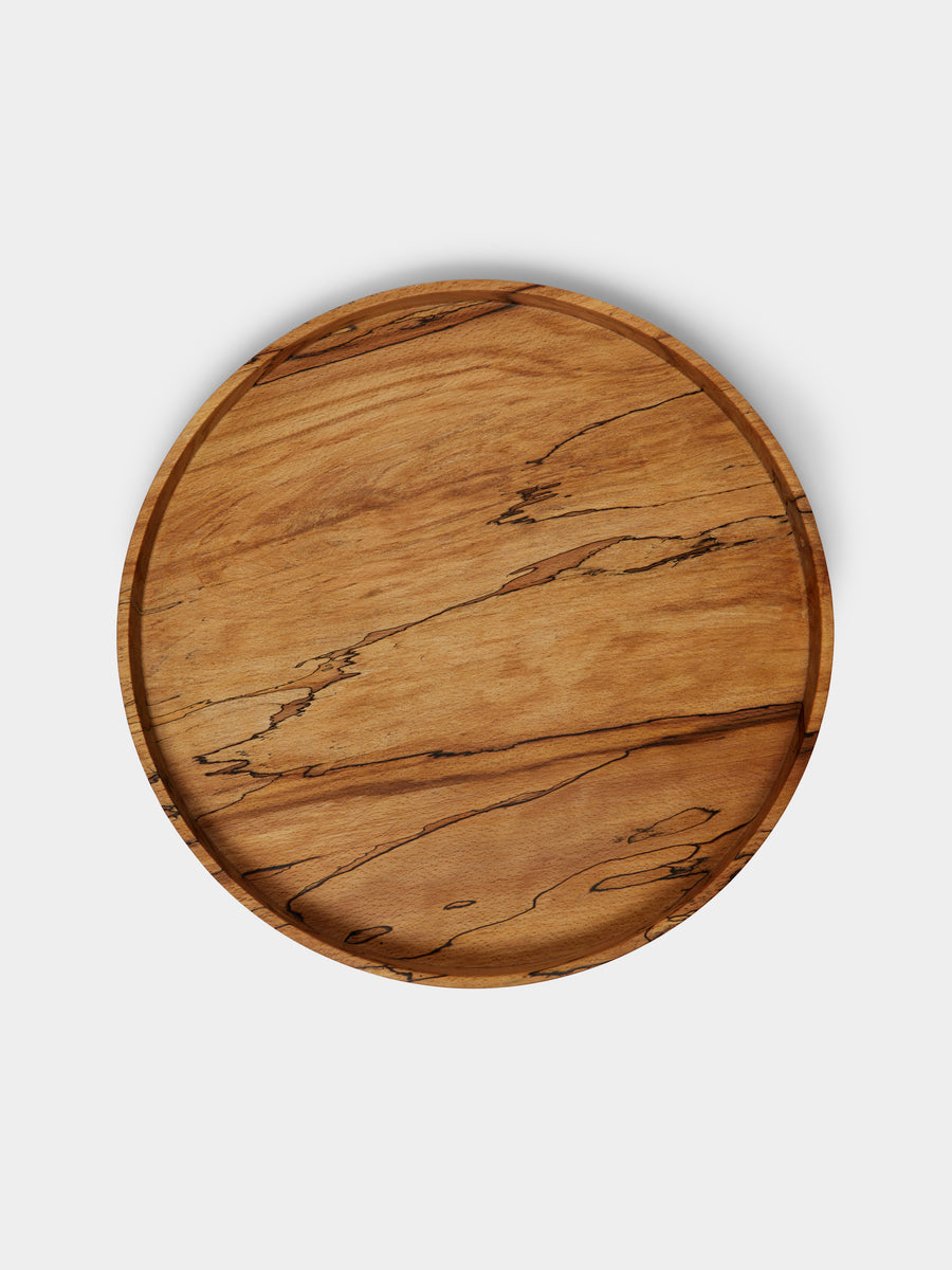 Brown Hand-Turned Patterned Beech Service Tray by Bird & Branch | ABASK UK