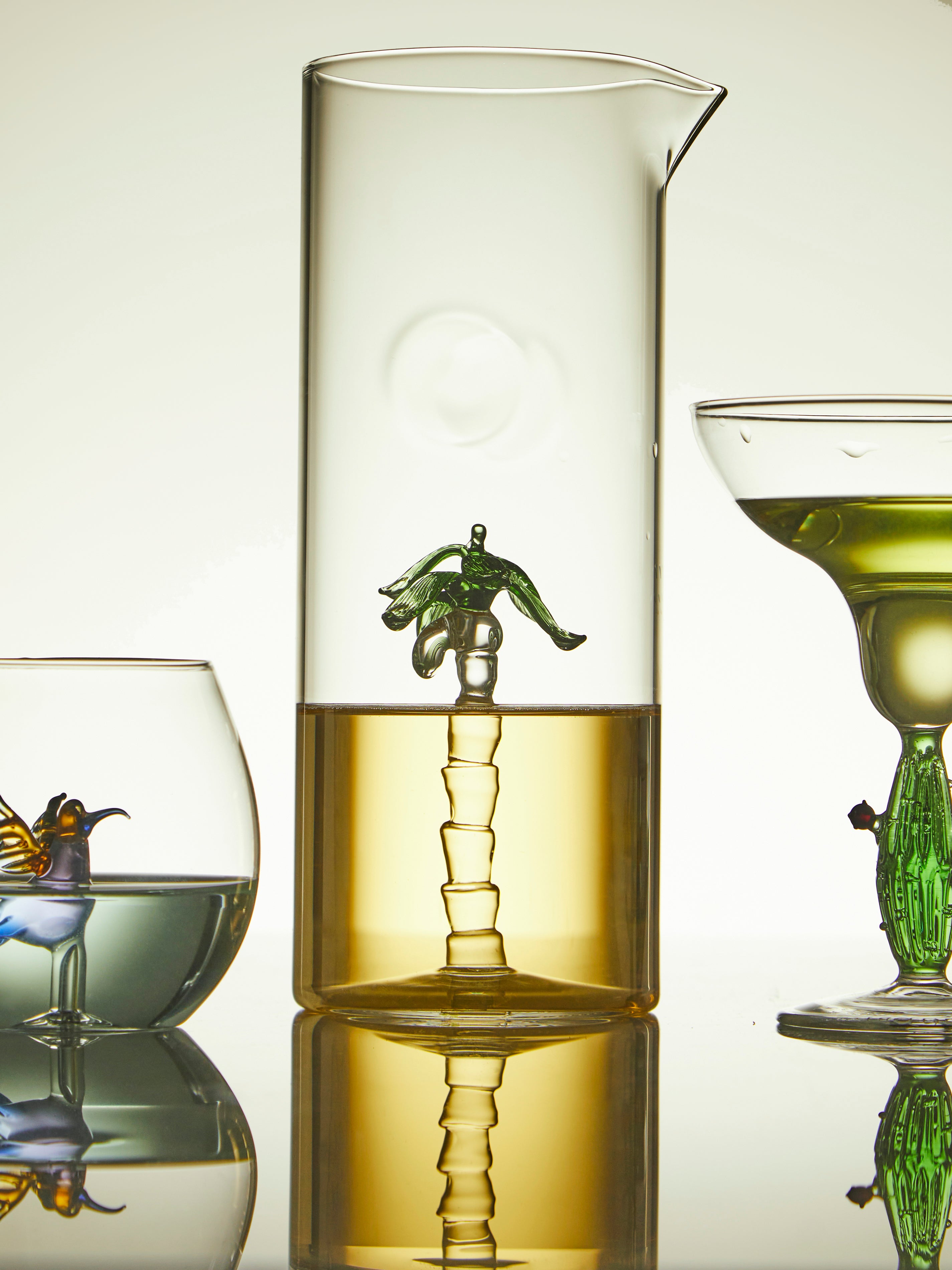 Green Palm Tree Hand-Blown Murano Glass Pitcher by Casarialto | ABASK US
