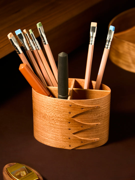 Brown Cherry Wood Oval Large Box by Rikke Falkow | ABASK US
