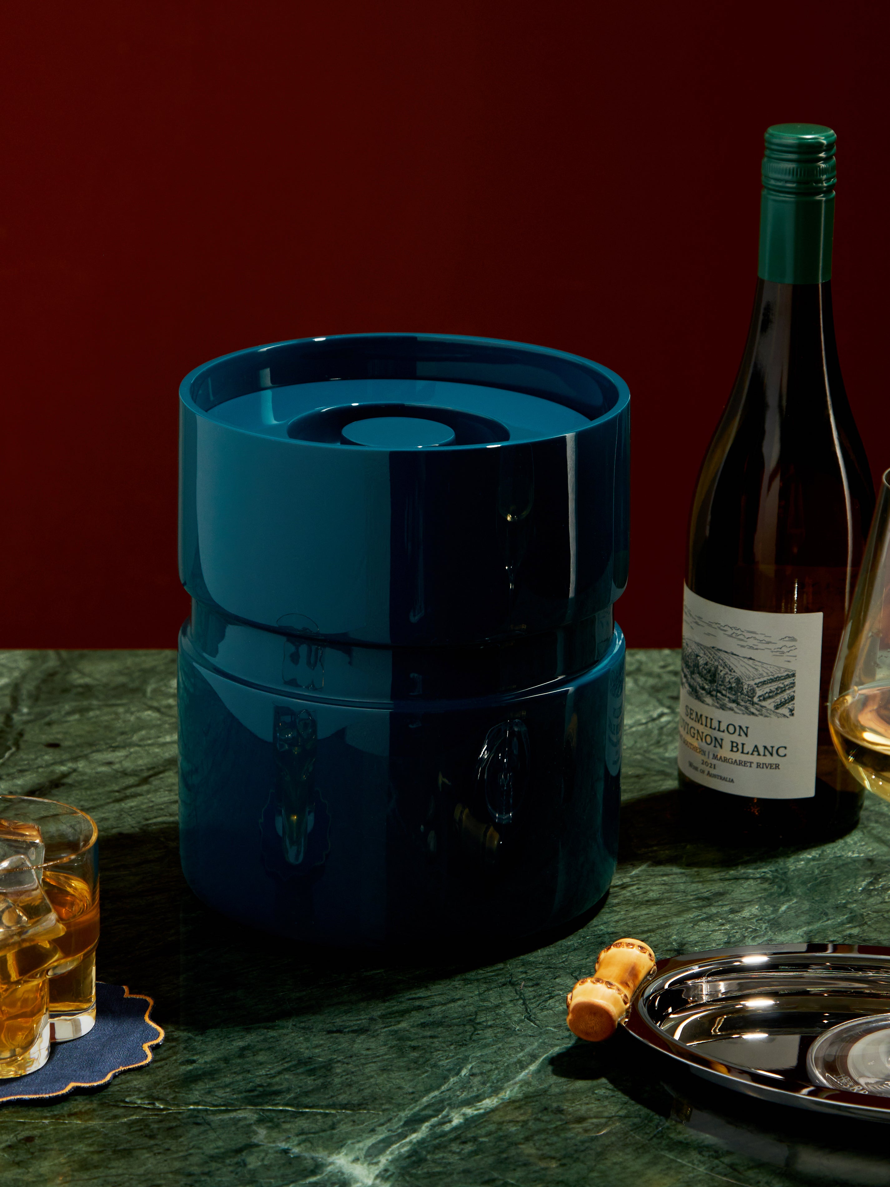 Blue Lacquered Ice Bucket by The Lacquer Company | ABASK UK