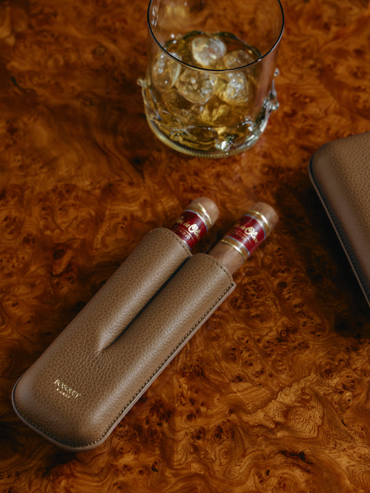 Green Grained Leather Cigar Case (2 Cigars) by Bosquet Paris | ABASK
