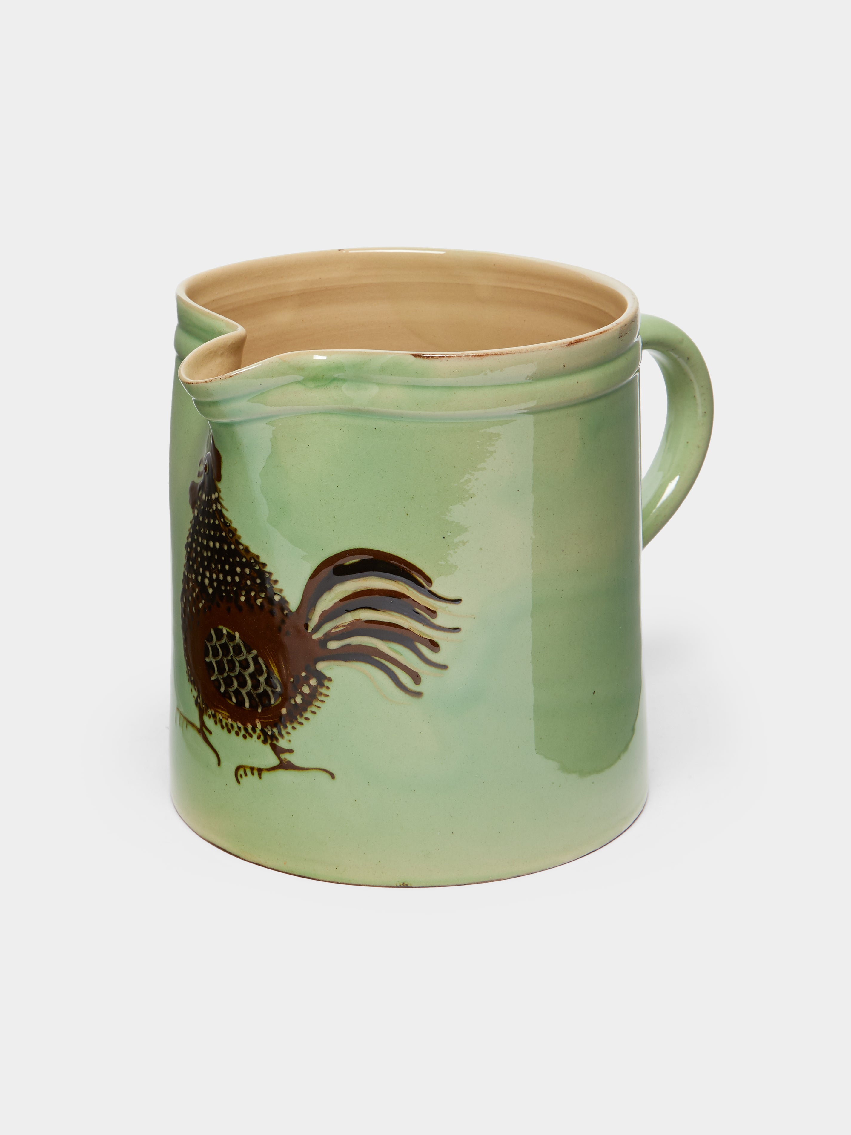 Green Chickens Hand-Painted Ceramic Straight-Edge Jug by Poterie d ...