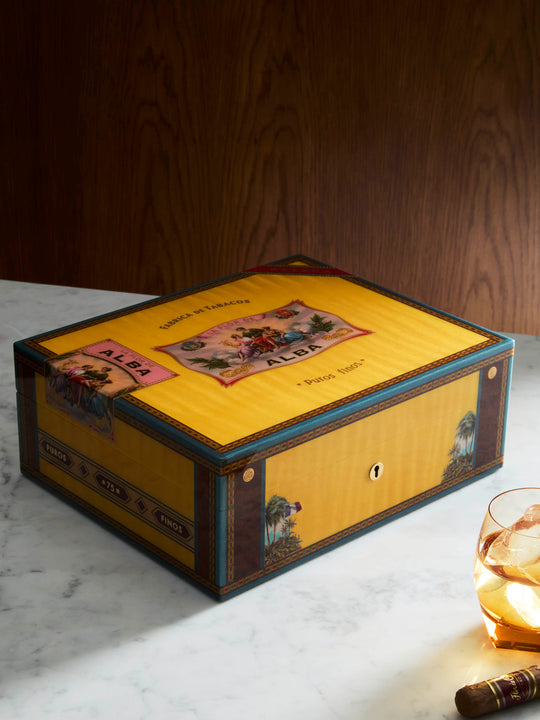 Yellow Flor de Alba Sycamore Humidor Case (75 Cigars) by Elie Bleu | ABASK