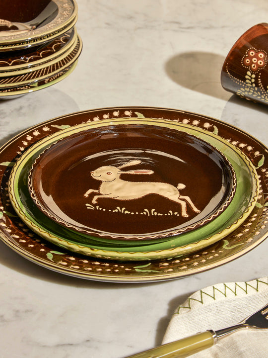 Brown Animals Hand-Painted Ceramic Small Raised Plates (Set of 6) by ...