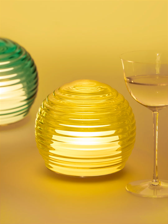 Pink Rubino Curve Hand-Blown Murano Glass Portable Table Light by Green ...