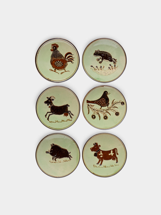 brown Animals Hand-Painted Ceramic Dessert Plates (Set of 6) by Poterie ...